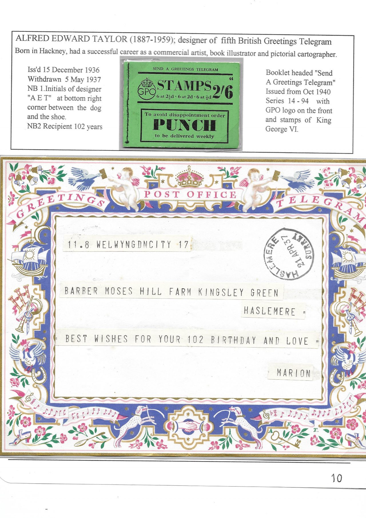 British Greetings Telegrams 1935-1938 - ABPS