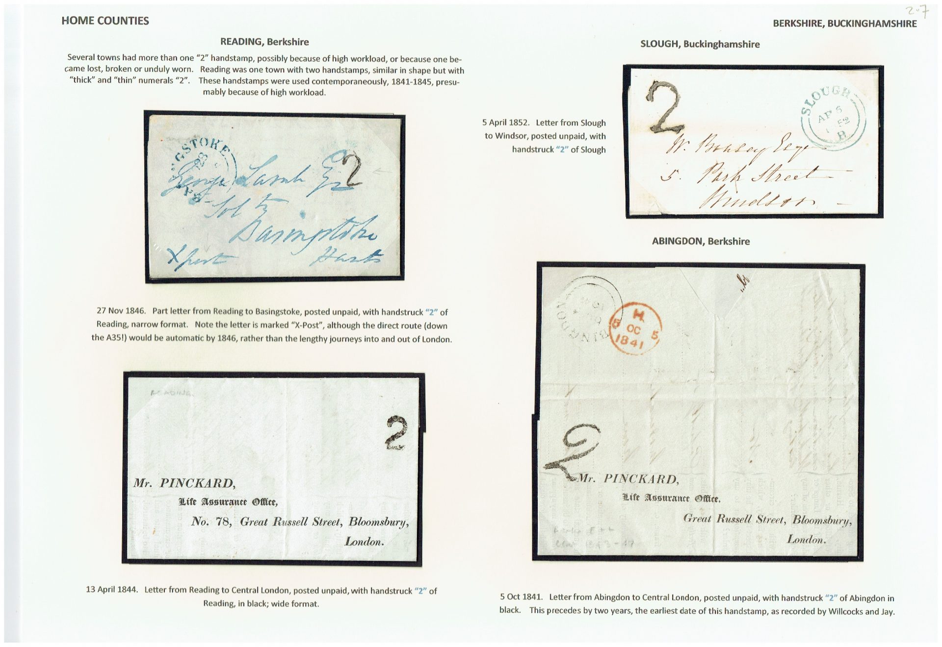 Handstruck Unpaid Charge Marks of the Uniform Penny Post of Great ...