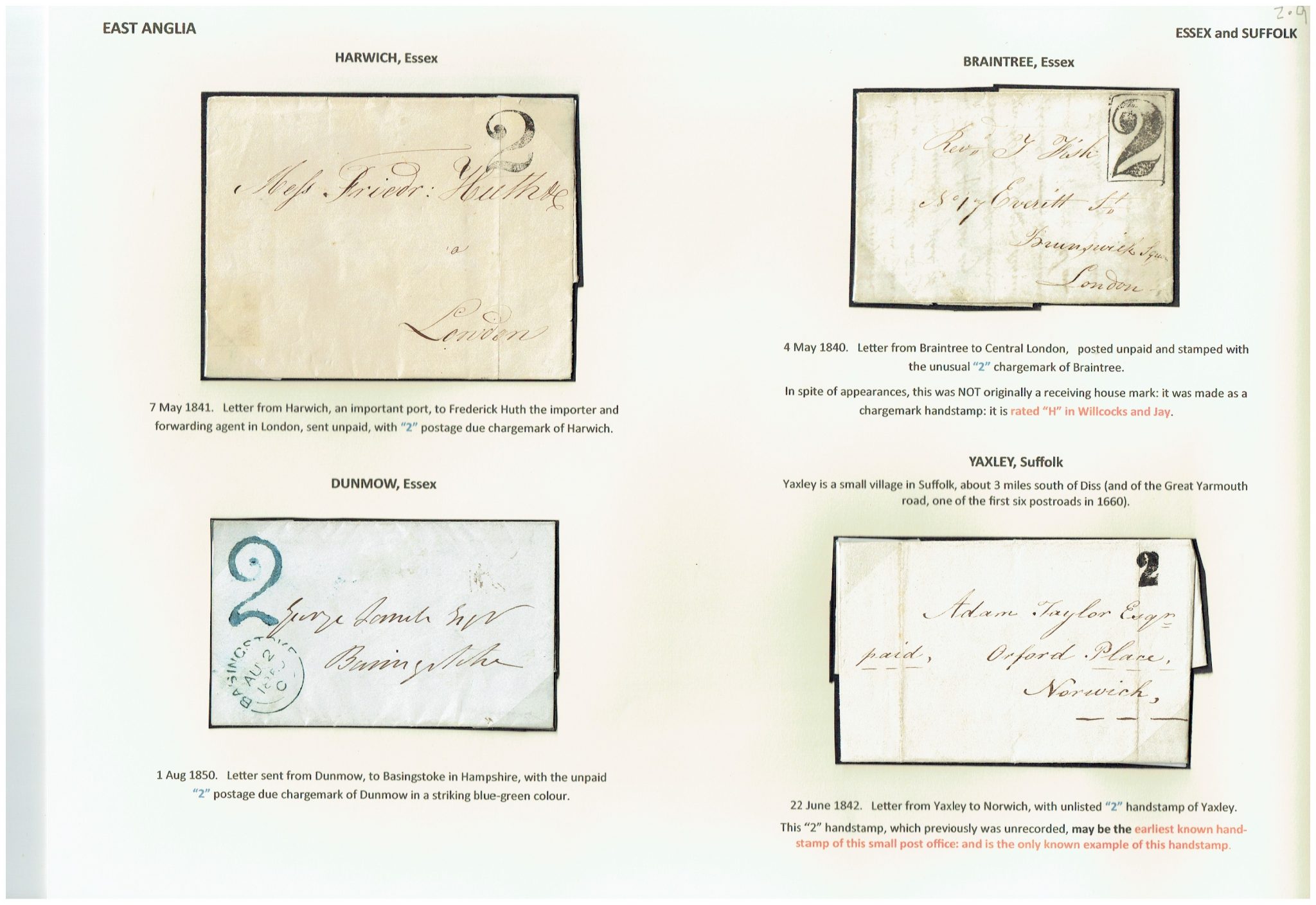 Handstruck Unpaid Charge Marks of the Uniform Penny Post of Great ...