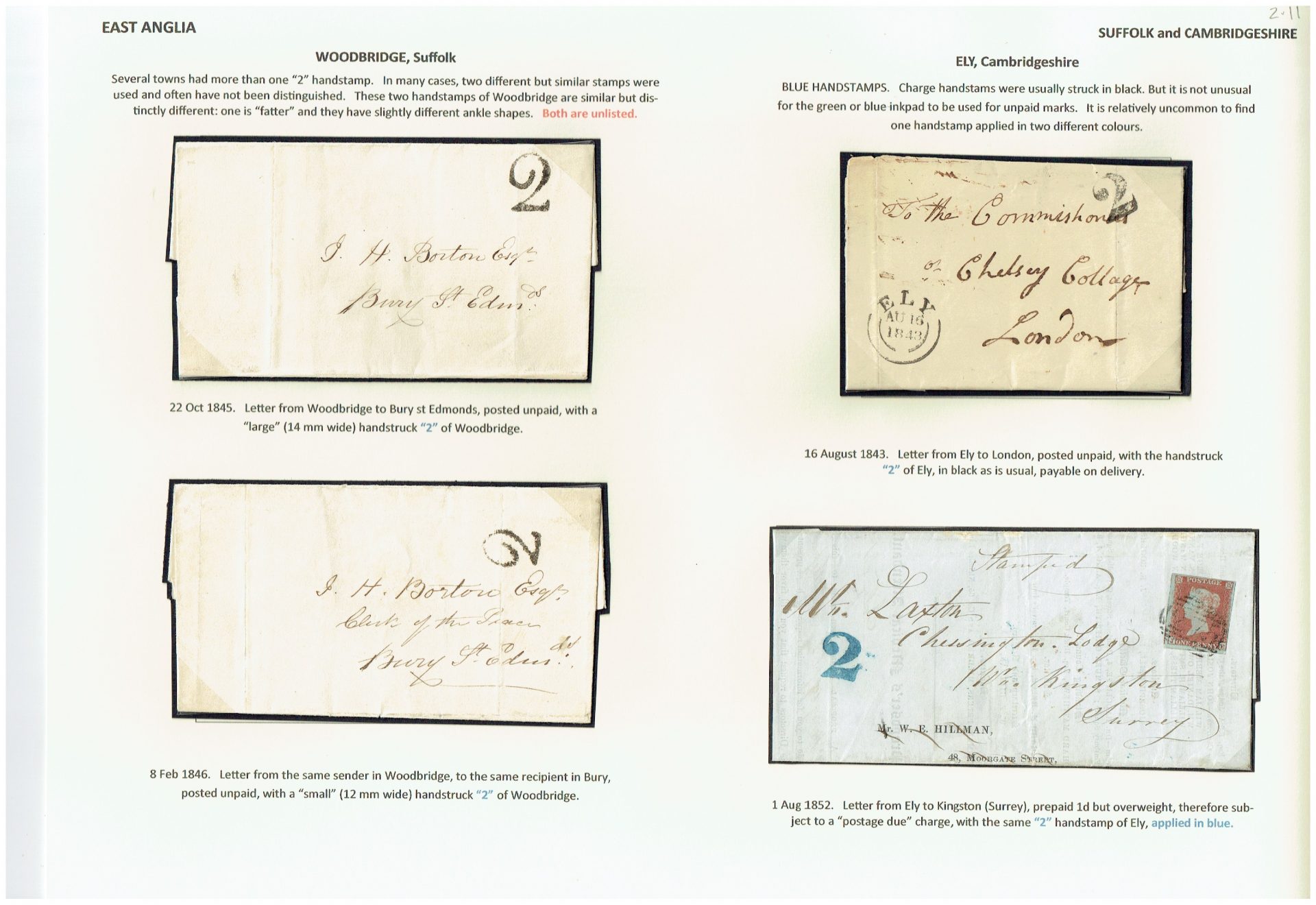 Handstruck Unpaid Charge Marks of the Uniform Penny Post of Great ...