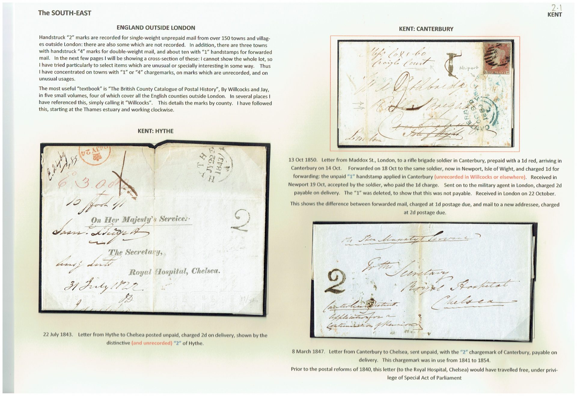 Handstruck Unpaid Charge Marks of the Uniform Penny Post of Great ...